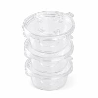 China Wide Round 35ml Clear PP Condiment Cup With Lid Dips Platters Takeaway for sale