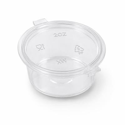 China 50ml Extra Wide Clear PP Sauce Cup Hinged for Sharing Dips Sides Takeaway for sale