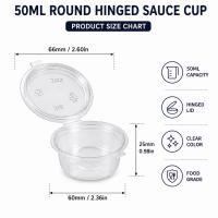 China 50ml Extra Wide Clear PP Sauce Cup Hinged for Sharing Dips Sides Takeaway for sale