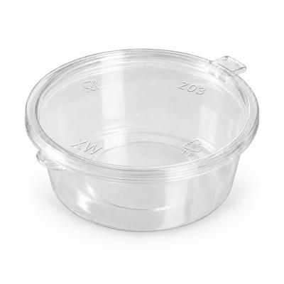 China 75ml Large Round Clear PP Sauce Cup Hinged for Side Dishes Toppings Catering for sale