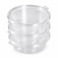 China 75ml Large Round Clear PP Sauce Cup Hinged for Side Dishes Toppings Catering for sale