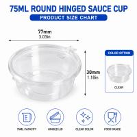 China 75ml Large Round Clear PP Sauce Cup Hinged for Side Dishes Toppings Catering for sale