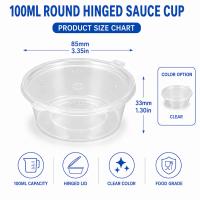 China 100ml Large Round PP Sauce Cup Hinged for Dressings Snacks Dessert Sides for sale