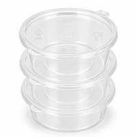 China 100ml Large Round PP Sauce Cup Hinged for Dressings Snacks Dessert Sides for sale