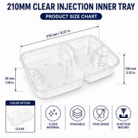 China 210mm Clear Two Compartment Inner Tray for Combination Meal Packaging for sale