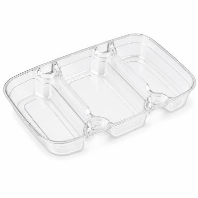 China Prepared Meal Portions Clear Three Compartment Insert Tray 211mm for sale