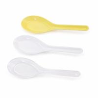 China 111mm Mini Round Plastic Dessert Spoon for Kids Party Meals Catering Service for sale