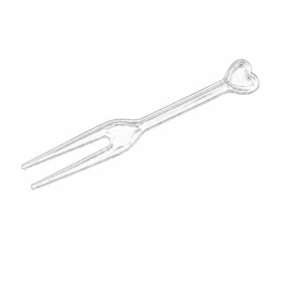 China Clear Heart Fruit Fork Disposable Tableware 84mm For Desserts Parties / Food Samples for sale