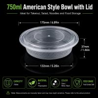 China Clear Lid Wide PP Disposable Soup Bowls 750ml for Salads / Noodles for sale