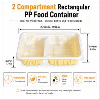 China Clear Lid Two Section PP Meal Tray Yellow for Bento Takeout for sale