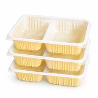 China Clear Lid Two Section PP Meal Tray Yellow for Bento Takeout for sale