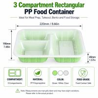 China Healthy Meals PP Three Compartment Lunch Box Green with Clear Lid for sale