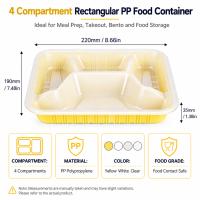 China Yellow Multi Compartment Trays Four Section PP Food Tray for Catering Portion Control for sale