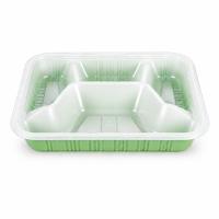 China School Lunch Green Four Compartment Tray Catering PP Meal Tray for sale