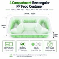China School Lunch Green Four Compartment Tray Catering PP Meal Tray for sale
