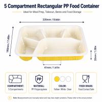 China Catering Multi Compartment Bento Box Yellow Five Section PP Food Tray For Meals for sale