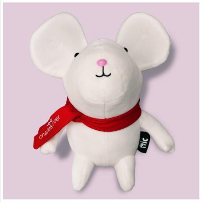 China White Plush Mouse Toys OEM Cotton Plush Toys Poly Bag Packing for sale