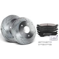 China Front Drilled Rotors & Ceramic Brake Pads for Dodge Ram 1500 00-01 5.2L 2.9L 4WD for sale