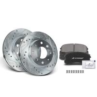 China Front Drilled Rotors & Ceramic Brake Pads for Mitsubishi Lancer 2002-2007 for sale