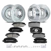 China Front & Rear Drilled Rotors & Ceramic Brake Pads for Jeep Patriot Mitsubishi for sale