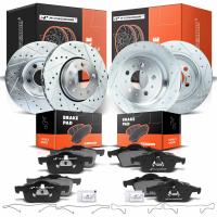 China Front & Rear Drilled Rotors & Ceramic Brake Pads for Volvo S60 S80 XC70 for sale