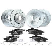 China Front & Rear Drilled Rotors & Ceramic Brake Pads for Volvo S60 S80 XC70 for sale