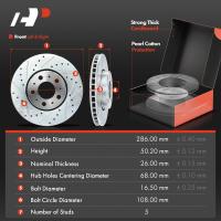 China Front & Rear Drilled Rotors & Ceramic Brake Pads for Volvo S60 S80 XC70 for sale