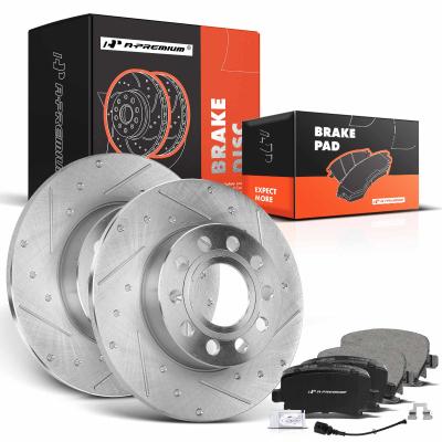China Rear Drilled Rotors & Ceramic Brake Pads for Audi A3 Volkswagen Golf Jetta for sale