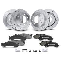 China 12x Front & Rear Drilled Rotors & Ceramic Pads for Chevy Express GMC Savana for sale