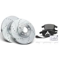 China Front Drilled Rotors & Ceramic Brake Pads for VW Jetta 05-18 Beetle Golf Audi A3 for sale
