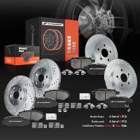 China Front & Rear Drilled Rotors & Ceramic Brake Pads for Toyota Corolla 09-19 Matrix for sale