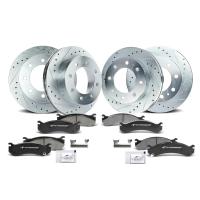 China Front & Rear Drilled Rotors & Ceramic Brake Pads for Chevy Silverado 2500 GMC for sale