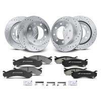 China Front & Rear Drilled Rotors & Ceramic Brake Pads for Chevy Silverado GMC Sierra for sale