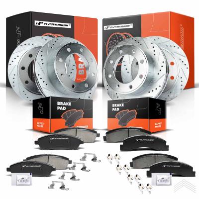 China Front & Rear Drilled Rotors & Ceramic Brake Pads for Ford F-250 F-350 Super Duty for sale