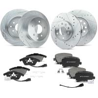 China Front & Rear Drilled Rotors & Ceramic Brake Pads for VW Golf Jetta Rabbit for sale