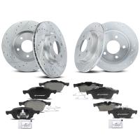 China Front & Rear Drilled Rotors & Ceramic Brake Pads for Mazda 3 05-13 L4 2.3L 2.5L for sale