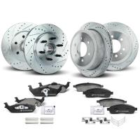 China Front & Rear Drilled Rotors & Ceramic Brake Pads for Ford F-150 Lincoln for sale
