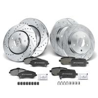 China Front & Rear Drilled Rotors & Ceramic Brake Pads for Chrysler Dodge Journey for sale