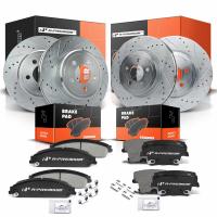 China Front & Rear Drilled Rotors & Ceramic Brake Pads for Chrysler Dodge Challenger for sale