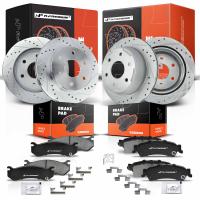 China Front & Rear Drilled Rotors & Ceramic Brake Pads for Chevy Silverado GMC Sierra for sale