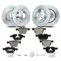 China Front & Rear Drilled Rotors & Ceramic Brake Pads for BMW 335i 07-13 335d 335is for sale