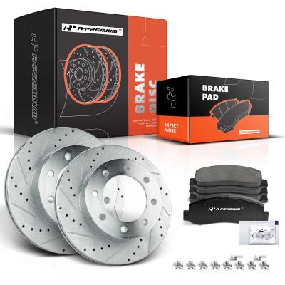 China Front Drilled Rotors & Ceramic Brake Pads for Ford F-250 F-350 Super Duty 4WD AWD for sale
