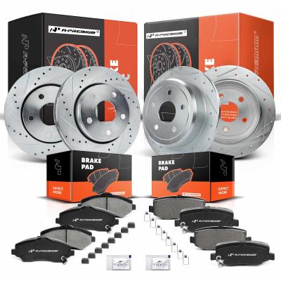 China Front & Rear Drilled Rotors & Ceramic Brake Pads for Jeep Wrangler 2007-2017 for sale