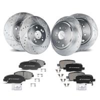 China Front & Rear Drilled Rotors & Ceramic Brake Pads for Honda Pilot 2003-2008 3.5L for sale