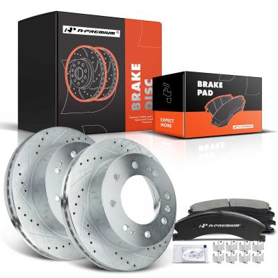 China Front Drilled Rotors & Ceramic Brake Pads for Chevy Silverado 2500 HD 11-19 GMC for sale