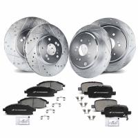China Front & Rear Drilled Rotors & Ceramic Brake Pads for Acura MDX 2003-2006 V6 3.5L for sale