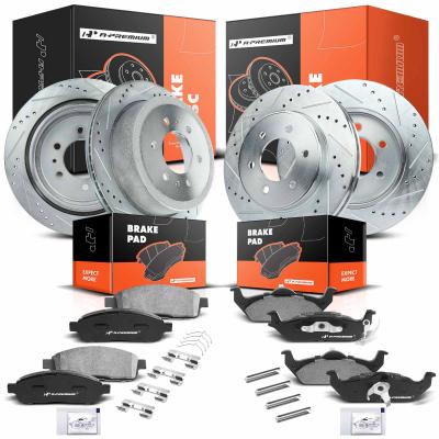 China Front & Rear Drilled Rotors & Ceramic Brake Pads for Ford F-150 Lincoln 4WD for sale