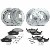 China Front & Rear Drilled Rotors & Ceramic Brake Pads for Ford F-150 Lincoln 4WD for sale