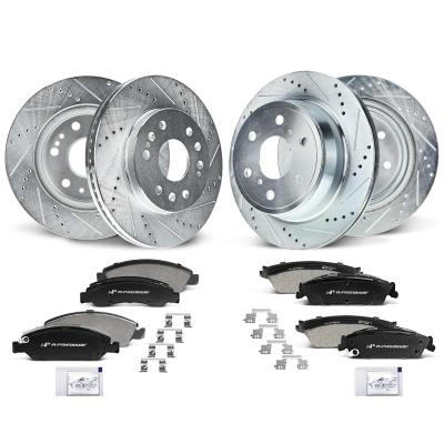 China Front & Rear Drilled Rotors & Ceramic Brake Pads for Chevrolet Cadillac for sale