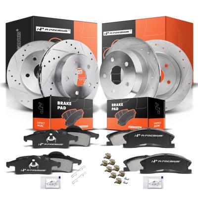 China Front & Rear Drilled Rotors & Ceramic Brake Pads for Jeep Grand Cherokee 99-04 for sale
